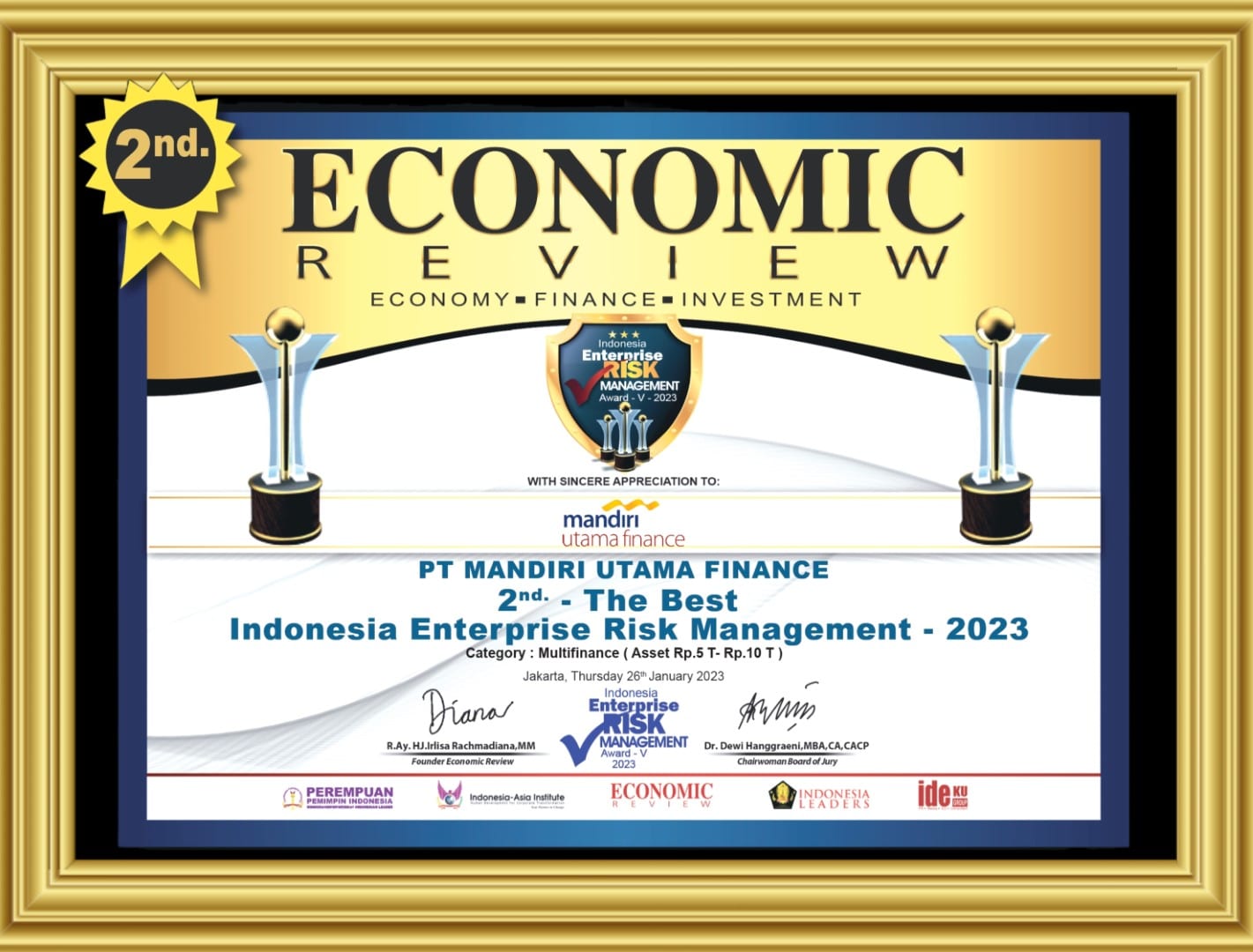 Indonesia Enterprise Risk Management Award 2023 dari Economic Review ...