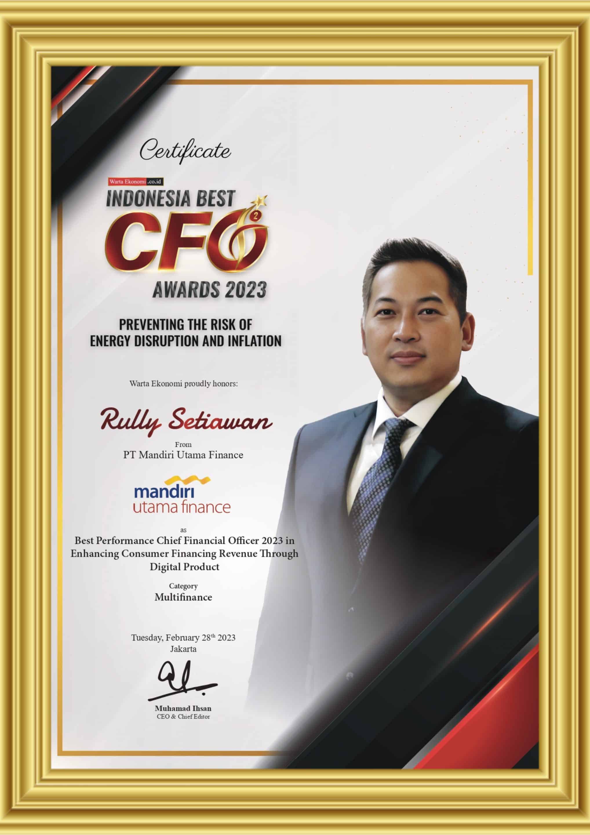 Indonesia Best CFO Awards 2023 dari Warta Ekonomi | Mandiri Utama Finance