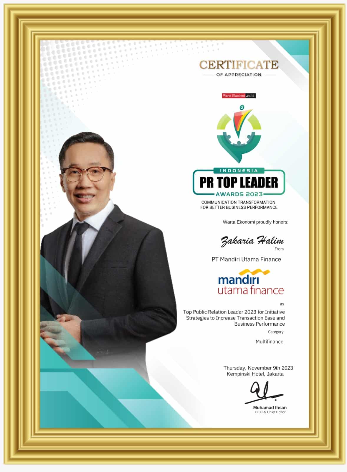 Indonesia PR Top Leader Awards 2023 dari Warta Ekonomi | Mandiri Utama ...