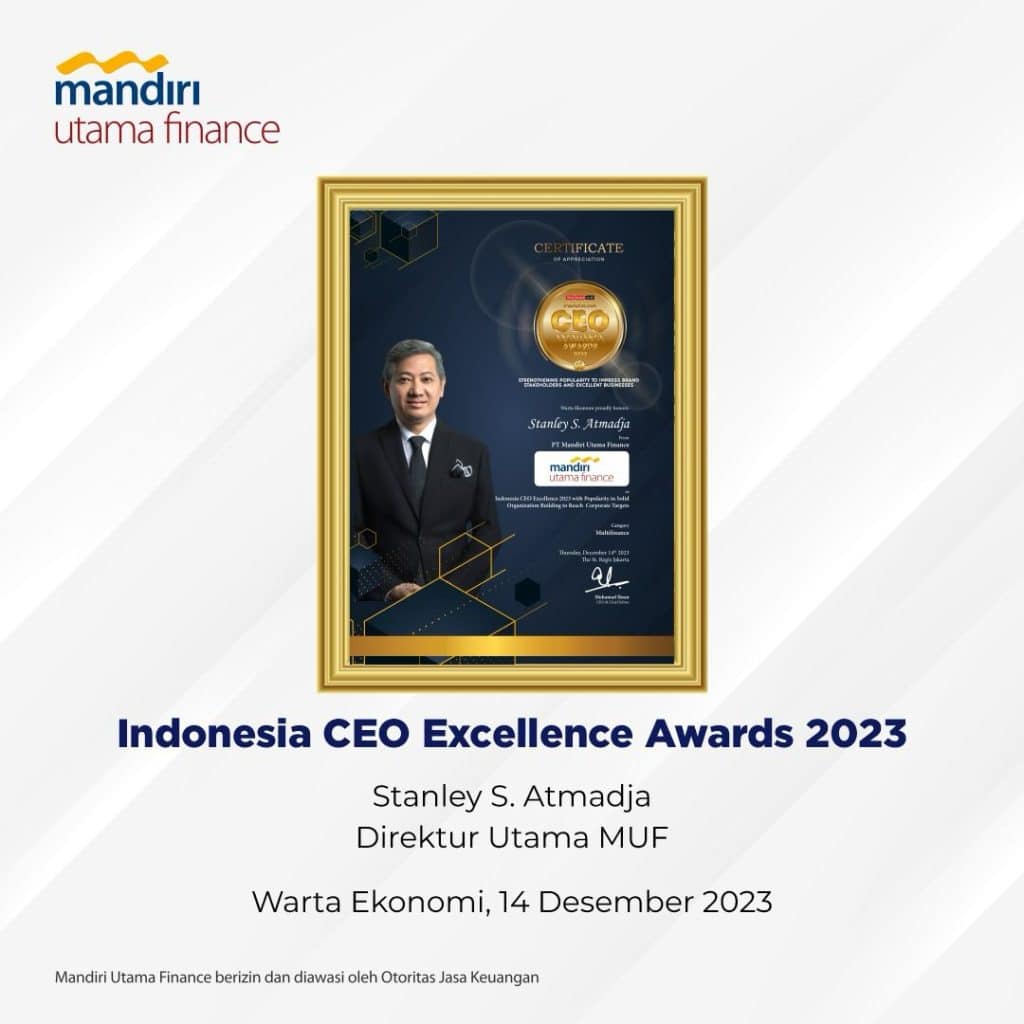 Mandiri Utama Finance Raih Penghargaan: Indonesia CEO Excellence Awards 2023 | Mandiri Utama Finance